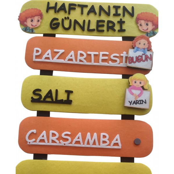 Haftanın Günleri Keçe Pano