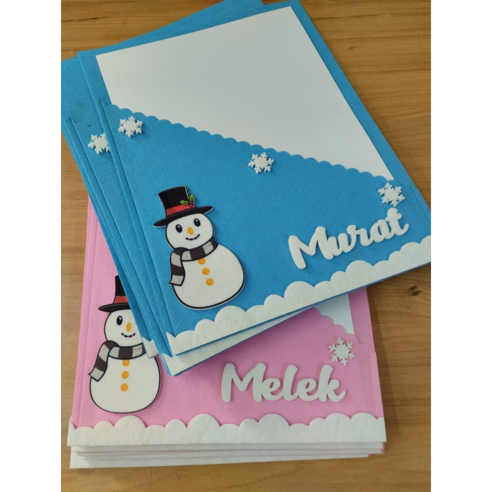 Kardan Adam Figürlü Keçe Karne Kılıfı - Karne Dosyası